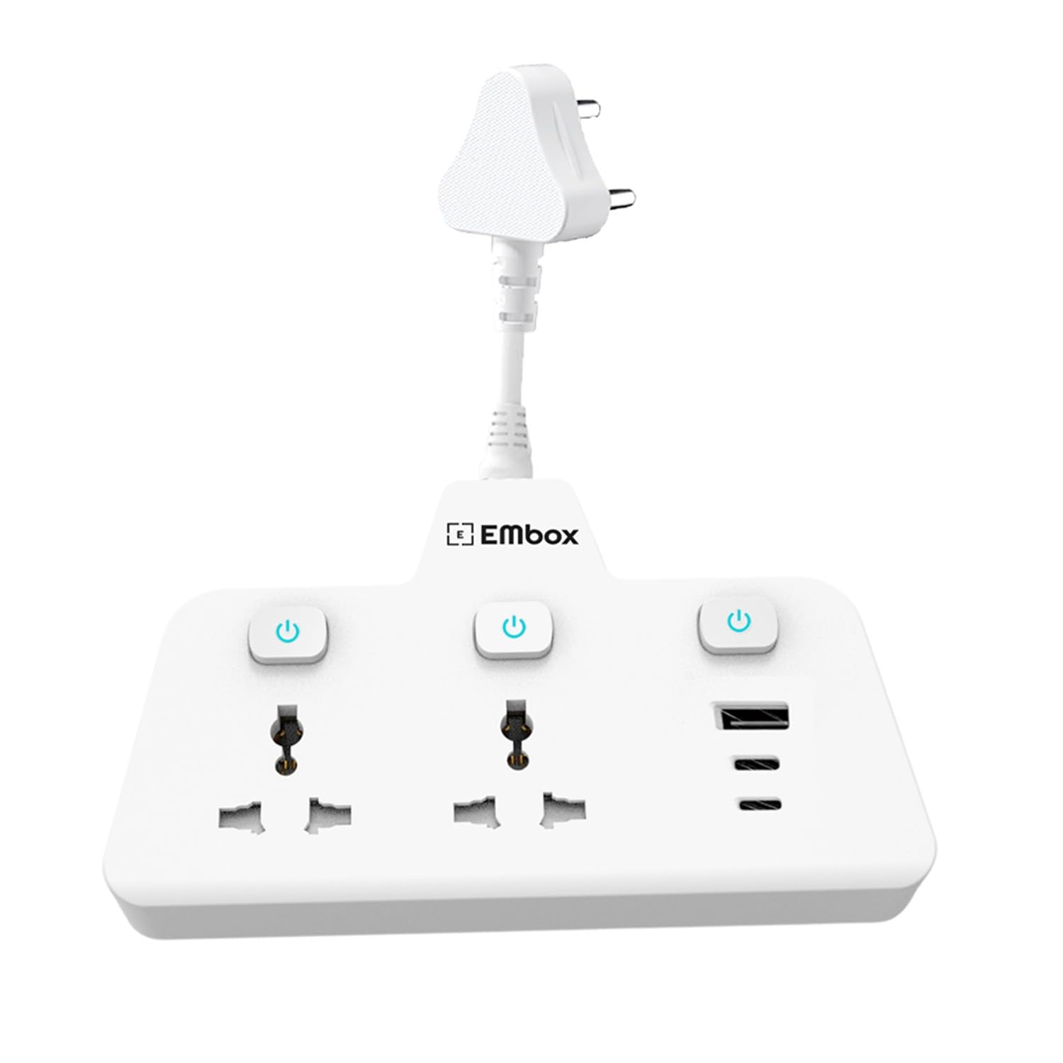 EMBOX Multi Plug Socket 2500W | Extension Board with Switches | QC 3.0