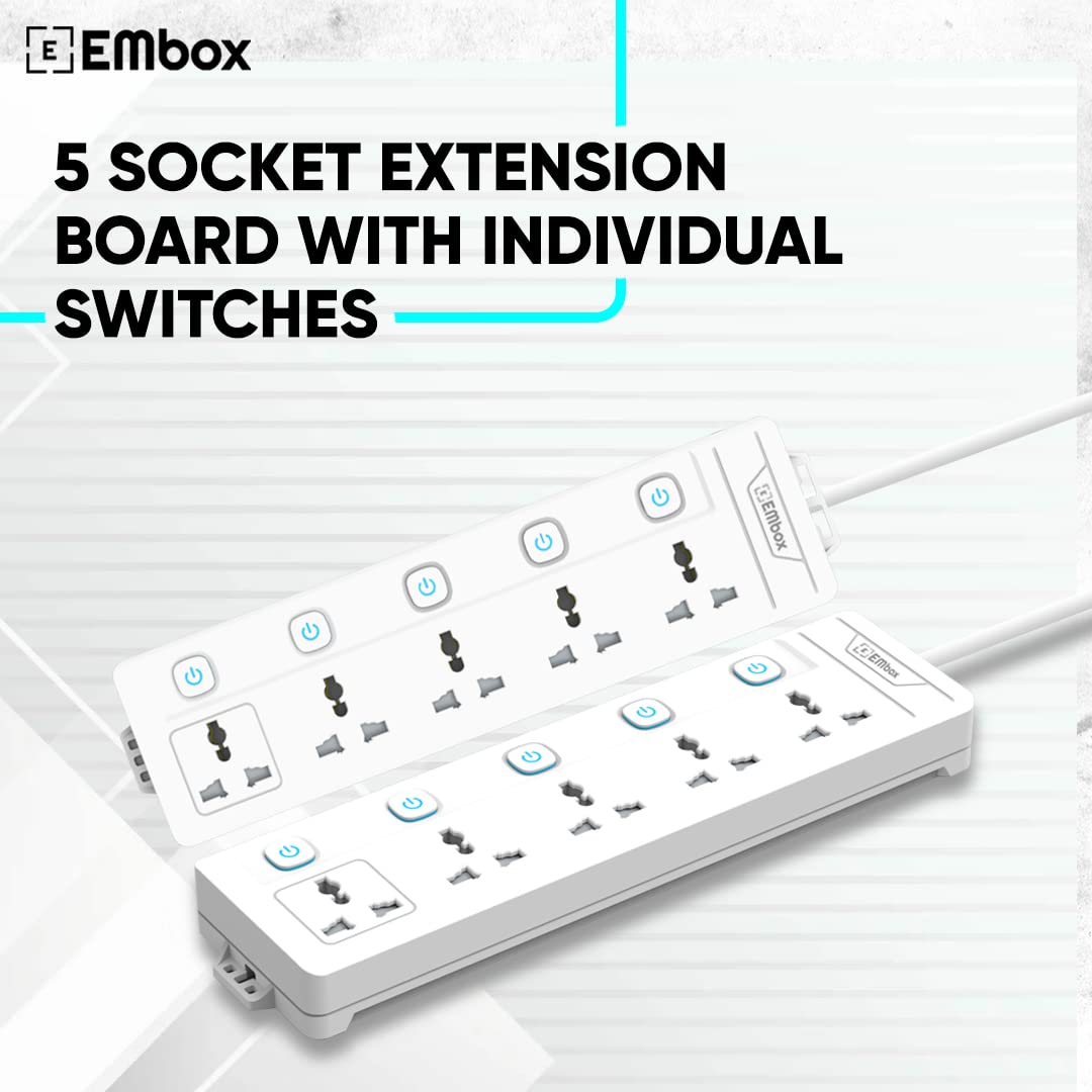Extension Board with Switches 1500 W (5 Socket + 5 Switch)